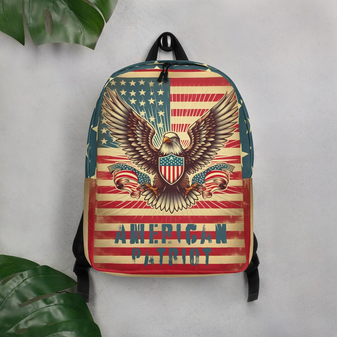 Vintage American Flag Backpack: Patriotic Eagle Design - Etsy