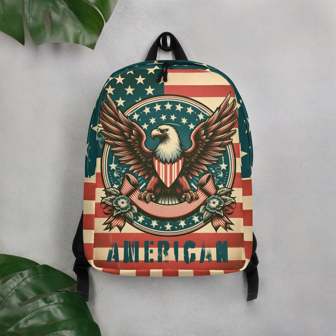 Patriotic With a Vintage Twist: Retro American Flag Backpack Featuring ...