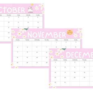 Cute Printable Calendar 2024, Monthly Planner 2024, Daily 2024 Digital ...