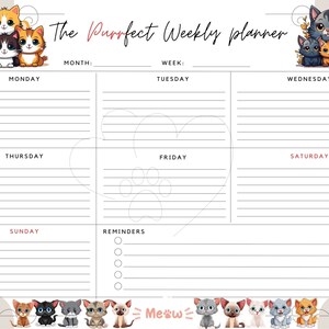 Printable Weekly Planners, Cat Planner, Printable Weekly Cat Planner ...