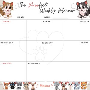 Printable Weekly Planners, Cat Planner, Printable Weekly Cat Planner ...