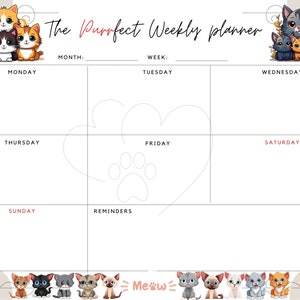 Printable Weekly Planners, Cat Planner, Printable Weekly Cat Planner ...