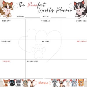 Printable Weekly Planners, Cat Planner, Printable Weekly Cat Planner ...