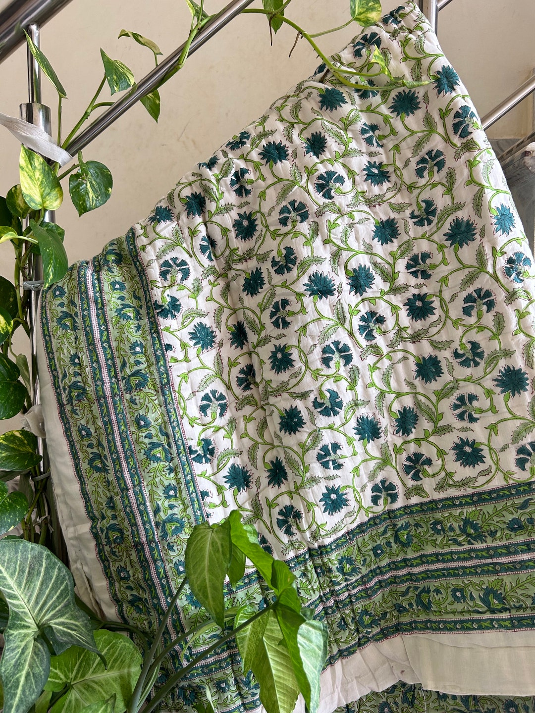 Anokhi Jaipuri Hand Block Printed Reversible Quilt, Organic Mulmul ...