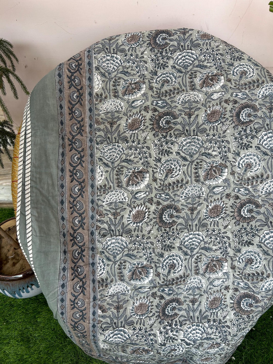 Hand Block Print Dohar, Indian Handmade Blanket, 100% Pure Cotton Dohar ...