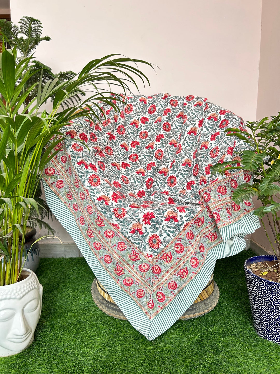 Jaipuri Print, Table Cloth Indian Hand Block Printed Table Linens ...