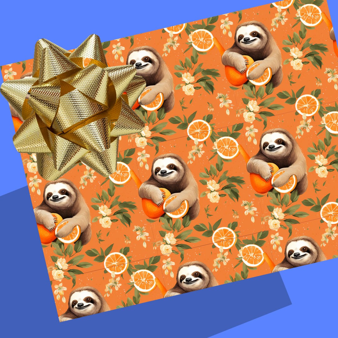 Citrus Sloth Wrapping Paper - Etsy