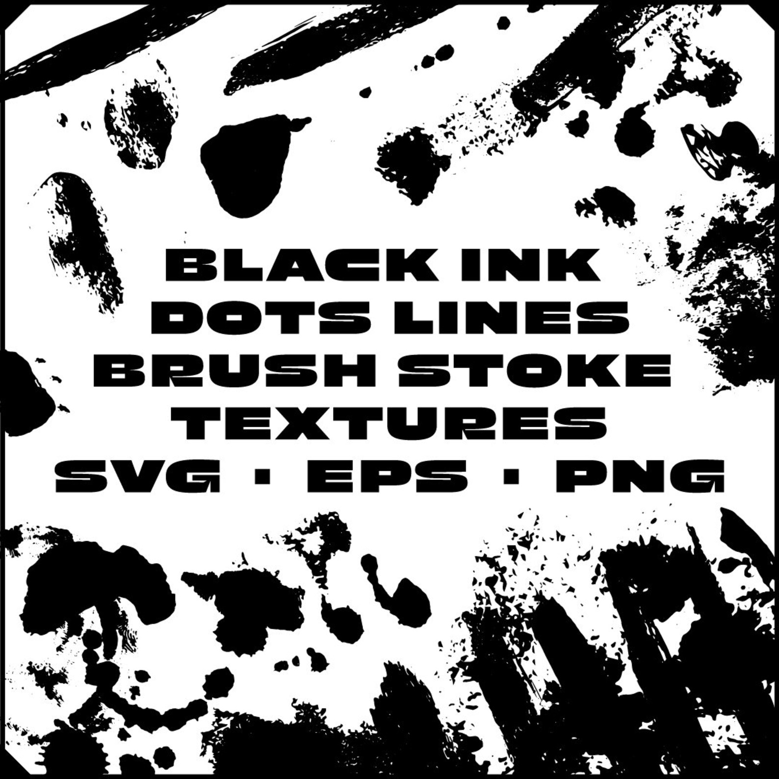 Black Ink Paint Brush Strokes Vector 40 SVG EPS PNG Texture Fingerprint ...