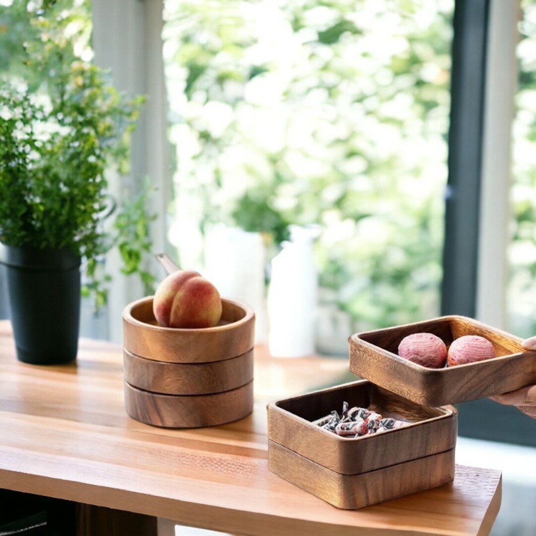 Cute Japanese Wood Dessert Plate Small Wood Serving Plate Stackable ...