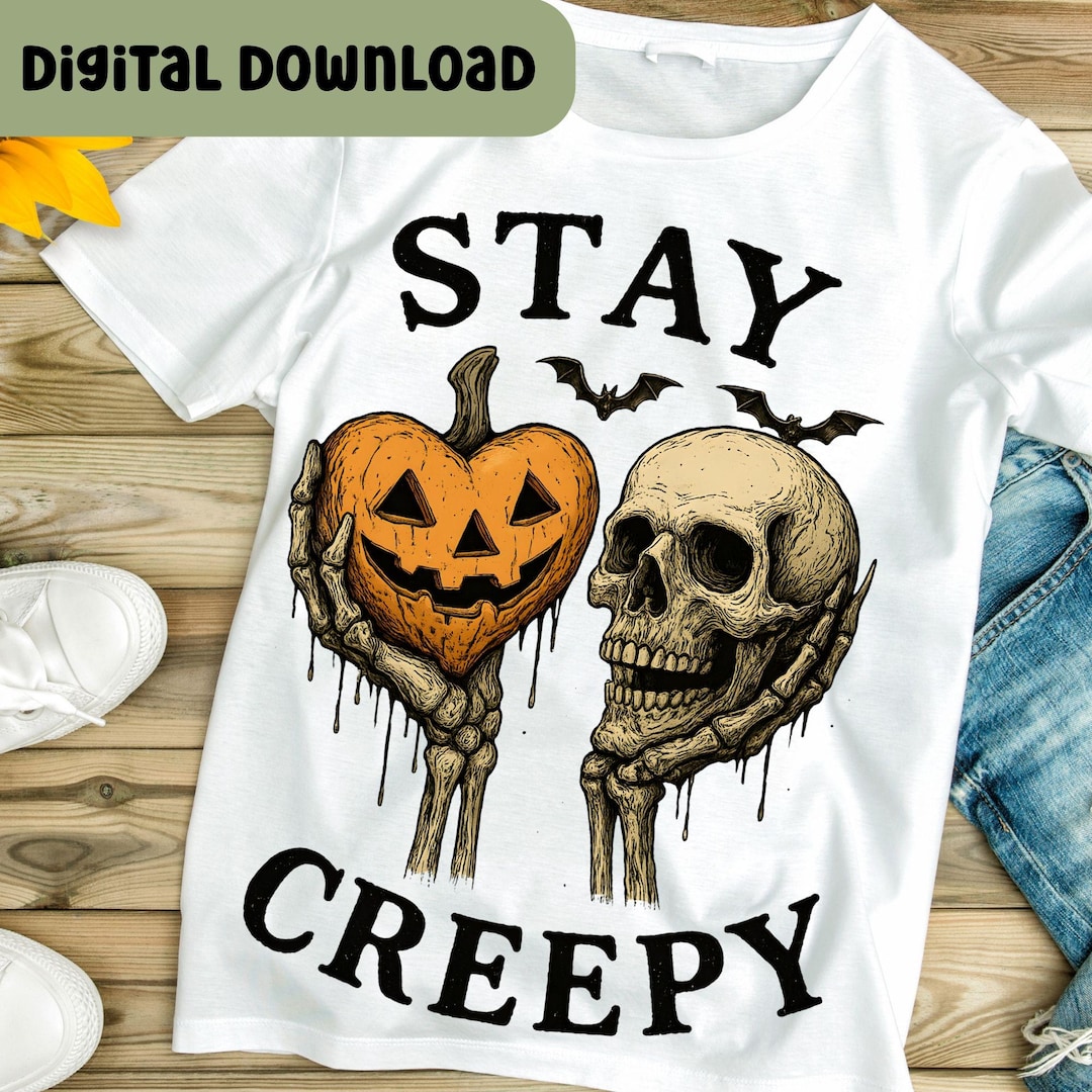 Stay Creepy PNG, Retro Dripping Heart Halloween Png, Skeleton Hand ...