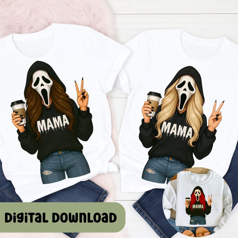 Horror Halloween PNG, Mama PNG, Coffee, Spooky Mama PNG Killer Vintage ...