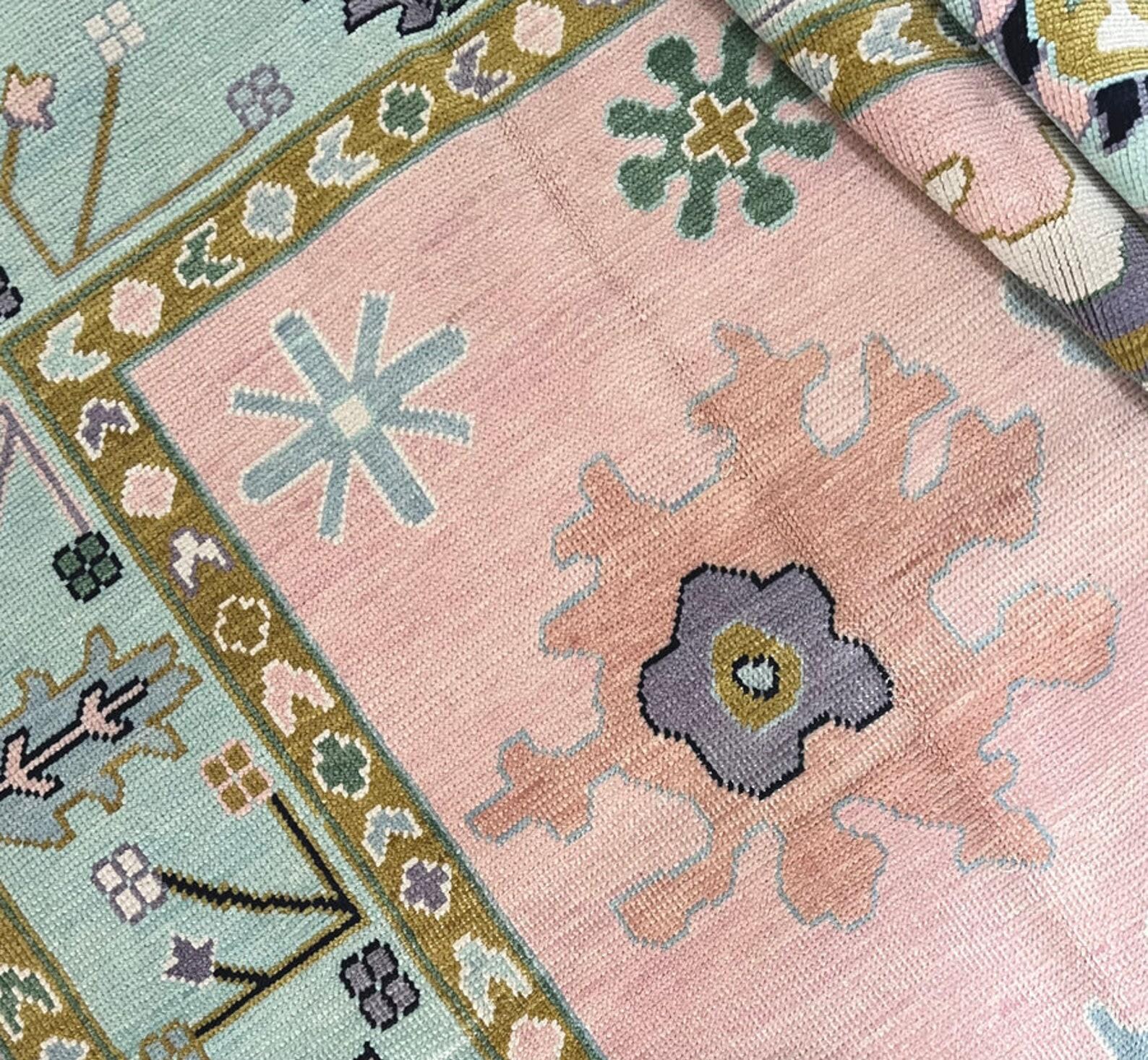 Stunning Pink Oushak Area Rug Colorful Made to Order Large Rug for ...