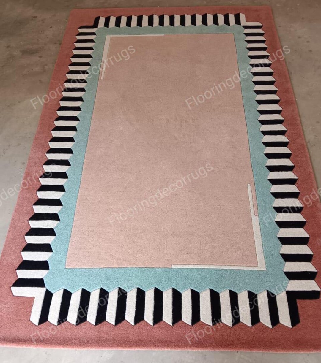 Embossed Curved Handmade Rug Modern Geometric Woolen Rug Hand Tufted ...