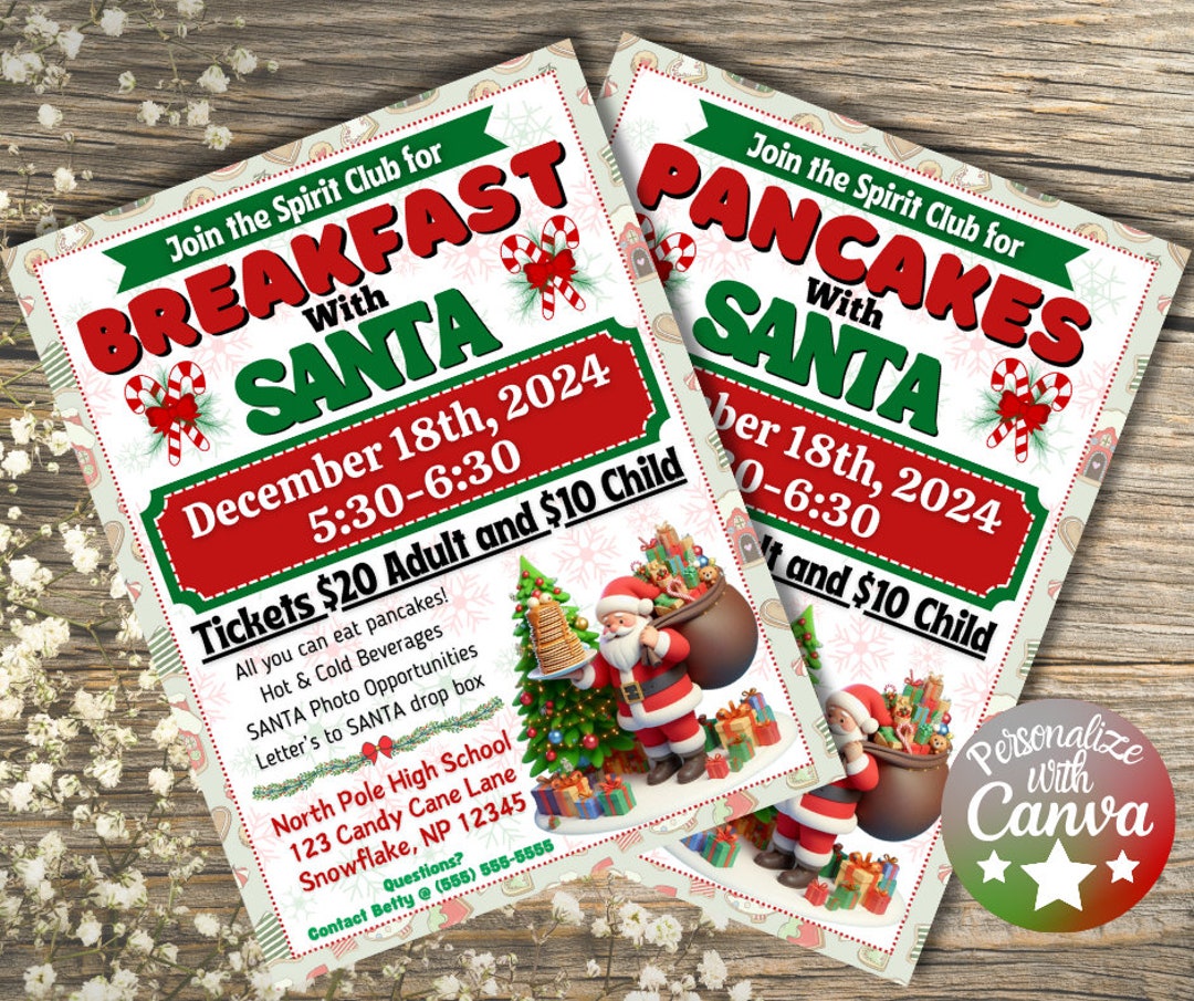EDITABLE Breakfast/pancakes With Santa Template - Etsy