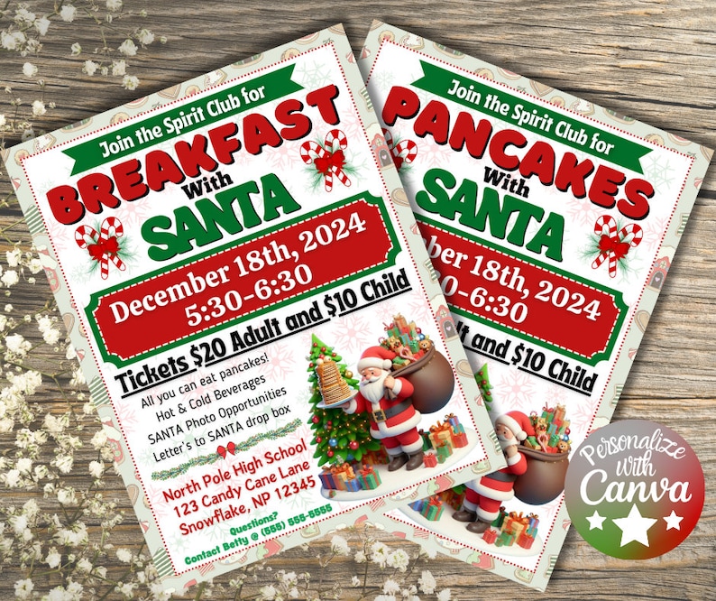 EDITABLE Breakfast/pancakes With Santa Template - Etsy