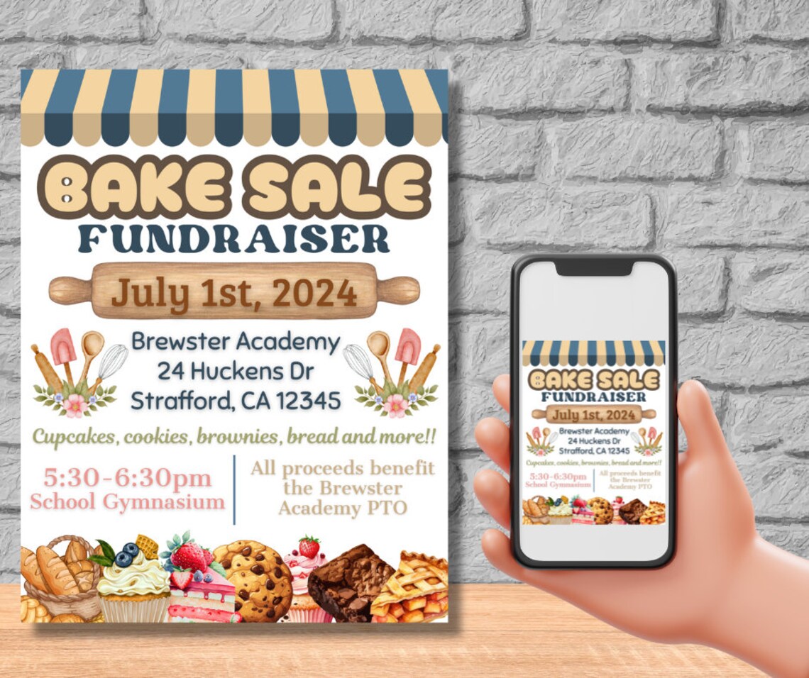 Editable Bake Sale Fundraiser Template - Instant Download! - Etsy