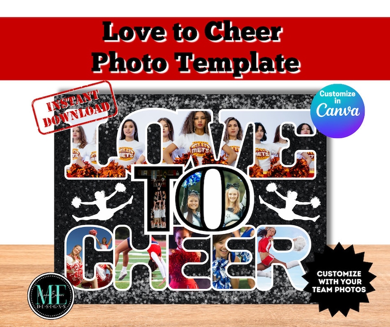 EDITABLE Cheer Photo Picture Collage Template - Etsy