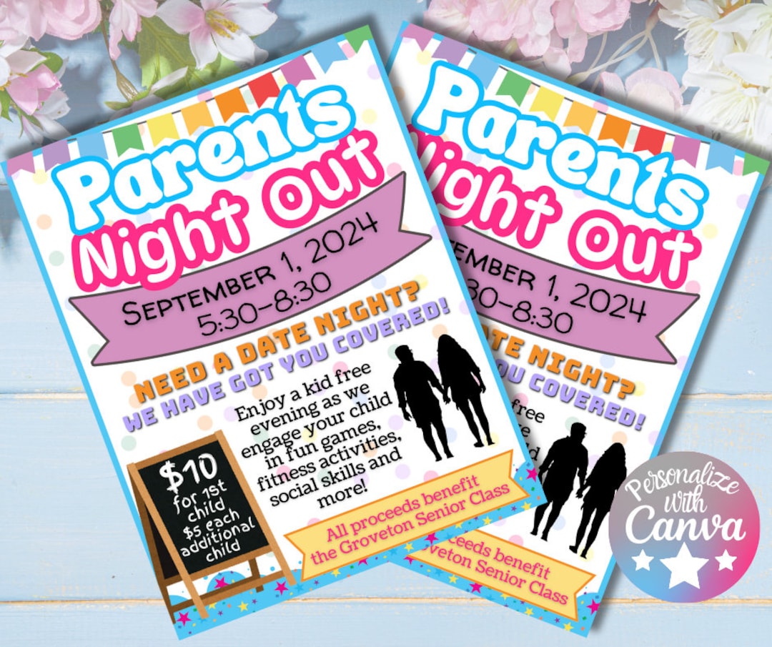 EDITABLE Parents Night Out Flyer Template - Etsy