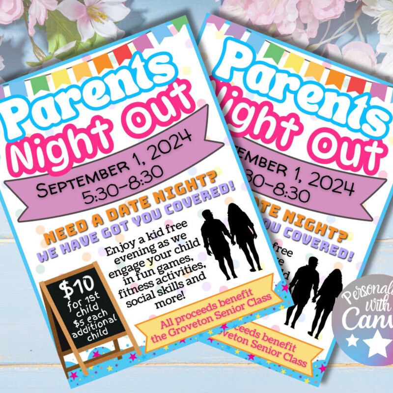 Parents Night Out Flyers - Etsy