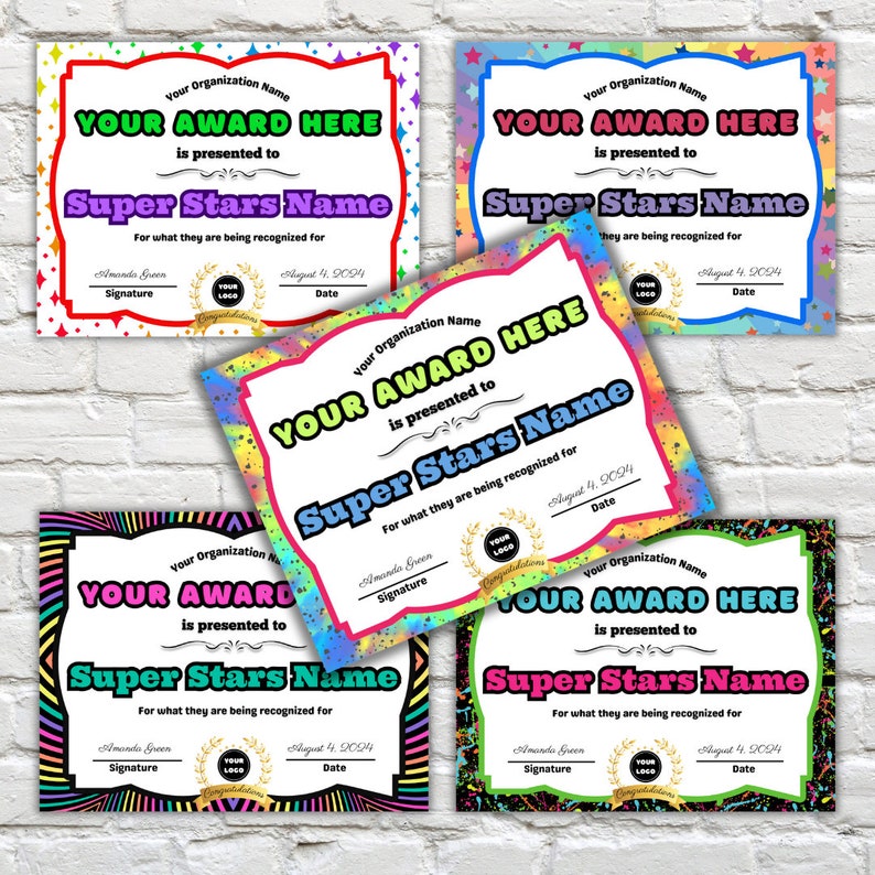 Colorful Certificate Templates - Etsy