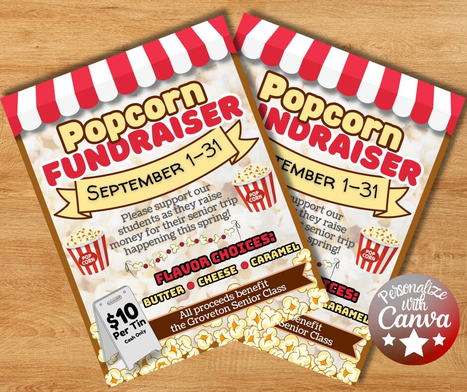 EDITABLE Popcorn Fundraiser Template - Etsy