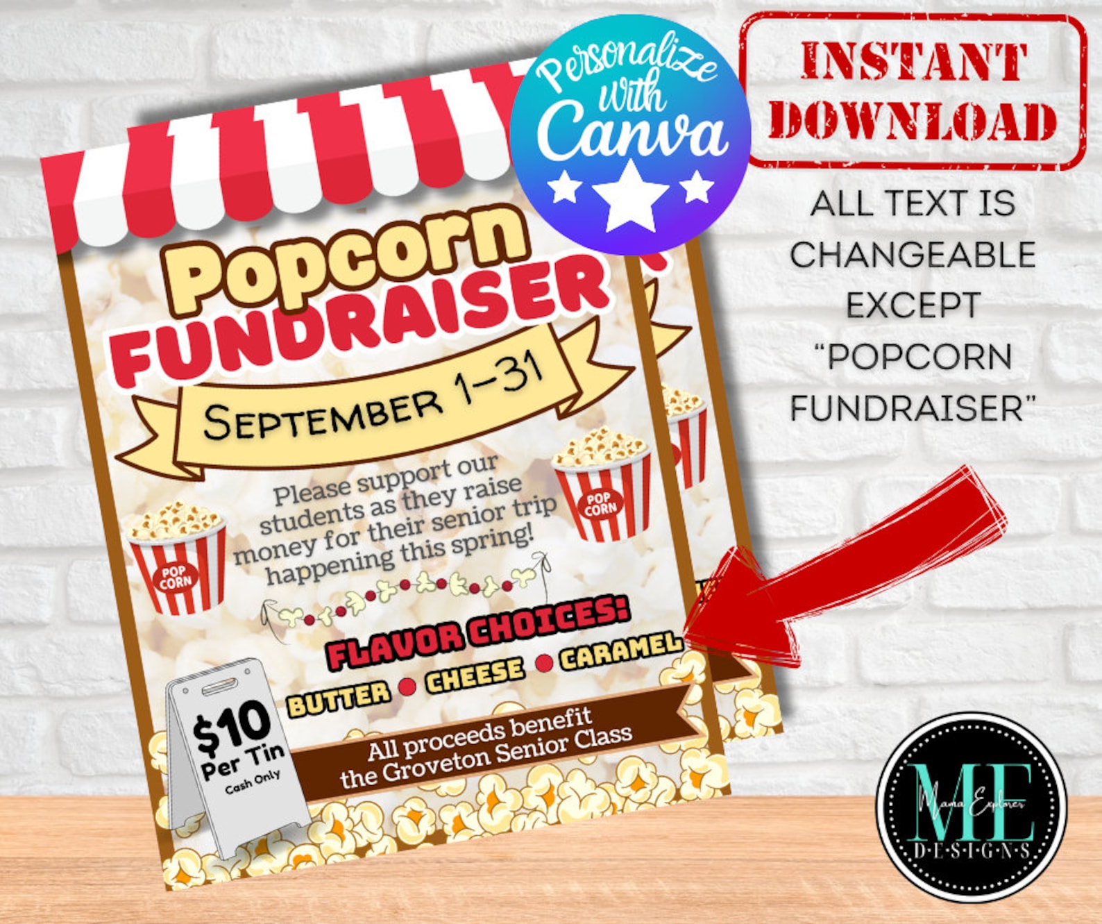EDITABLE Popcorn Fundraiser Template - Etsy