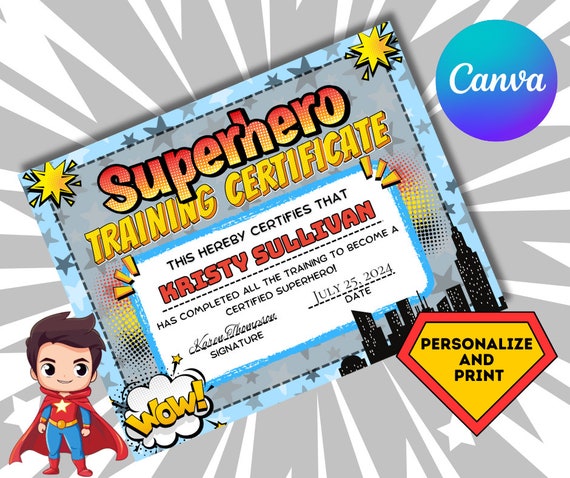 Superhero Training Certificate Completion Template Hero Certificate