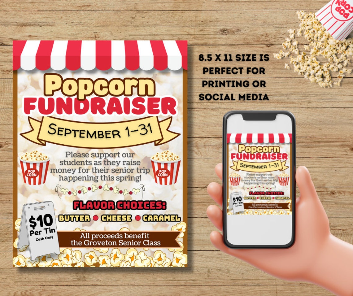 EDITABLE Popcorn Fundraiser Template - Etsy