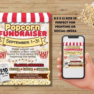 EDITABLE Popcorn Fundraiser Template - Etsy