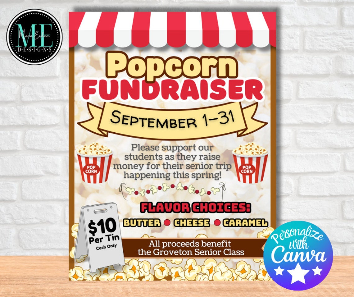 EDITABLE Popcorn Fundraiser Template - Etsy
