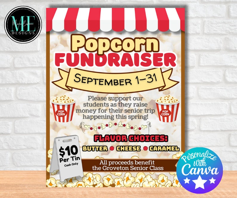 EDITABLE Popcorn Fundraiser Template - Etsy