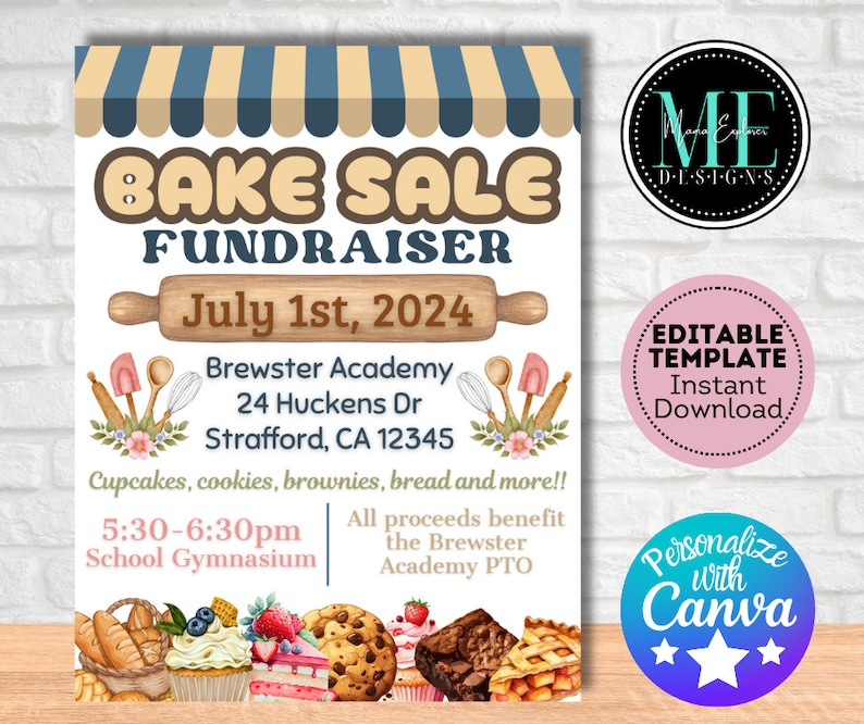 Editable Bake Sale Fundraiser Template - Instant Download! - Etsy