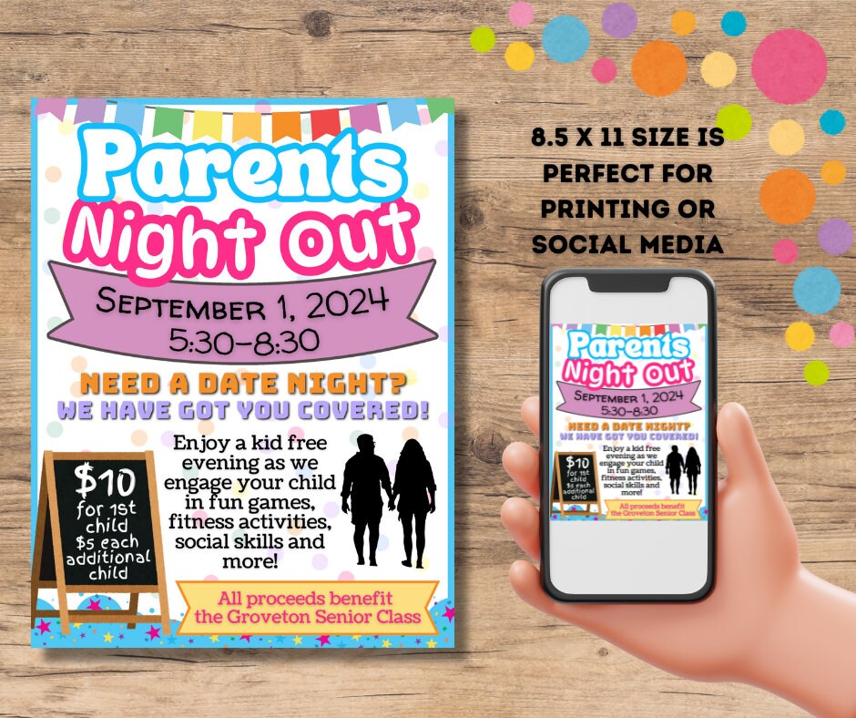 EDITABLE Parents Night Out Flyer Template - Etsy