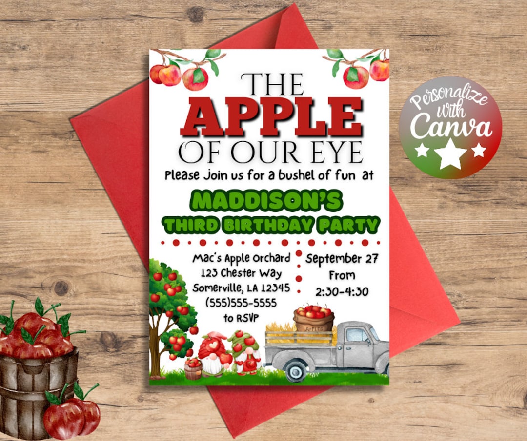 EDITABLE the Apple of Our Eye Party Invitation Template - Etsy