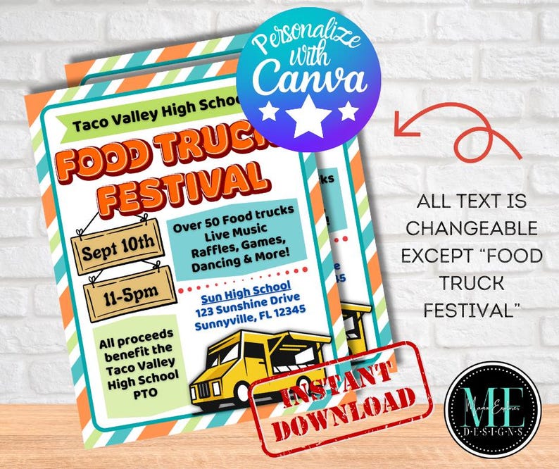 Food Truck Festival Canva Template - Etsy