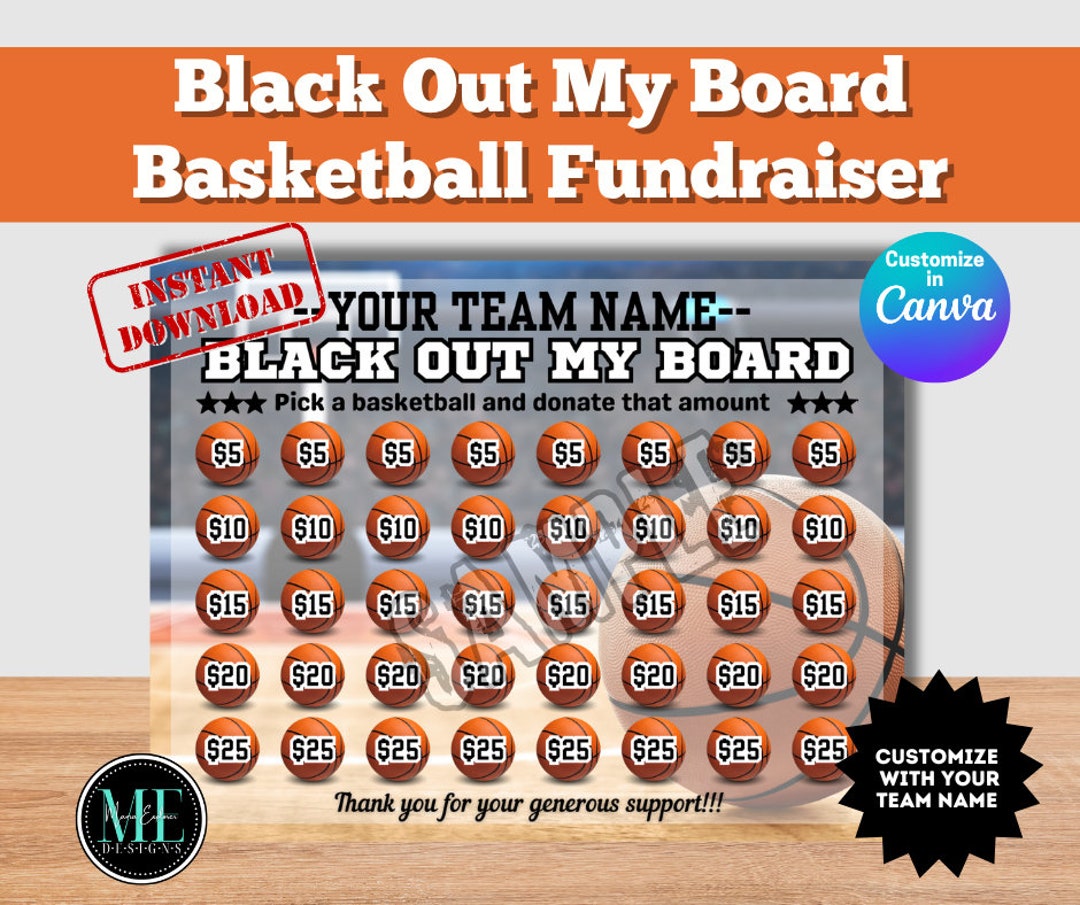 Black Out My Board Basketball Fundraiser Template *INSTANT DOWNLOAD* - Etsy