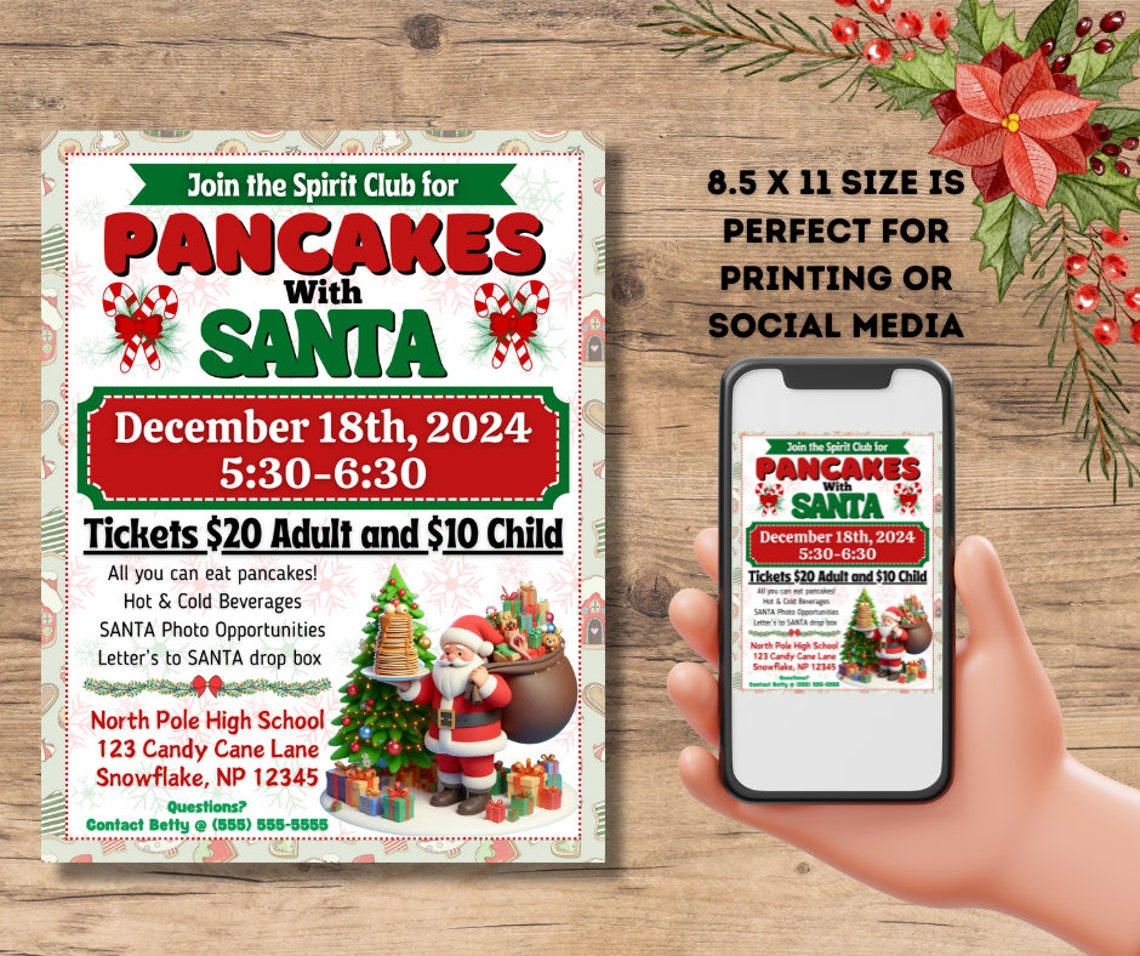 EDITABLE Breakfast/pancakes With Santa Template - Etsy