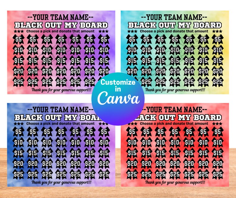 Black Out My Board Bow Fundraiser Template *INSTANT DOWNLOAD* - Etsy