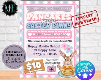 Editable Canva Easter Basket Bunny Flyer Template - Etsy
