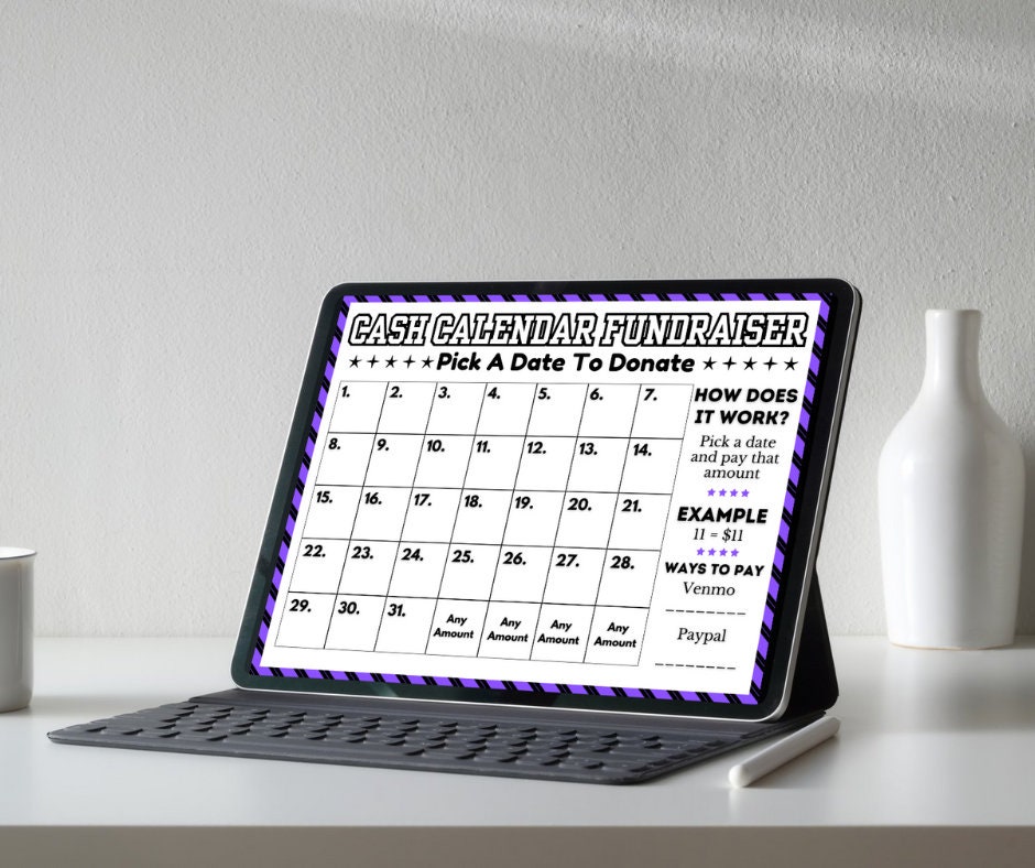 CASH CALENDAR FUNDRAISER Template - Etsy