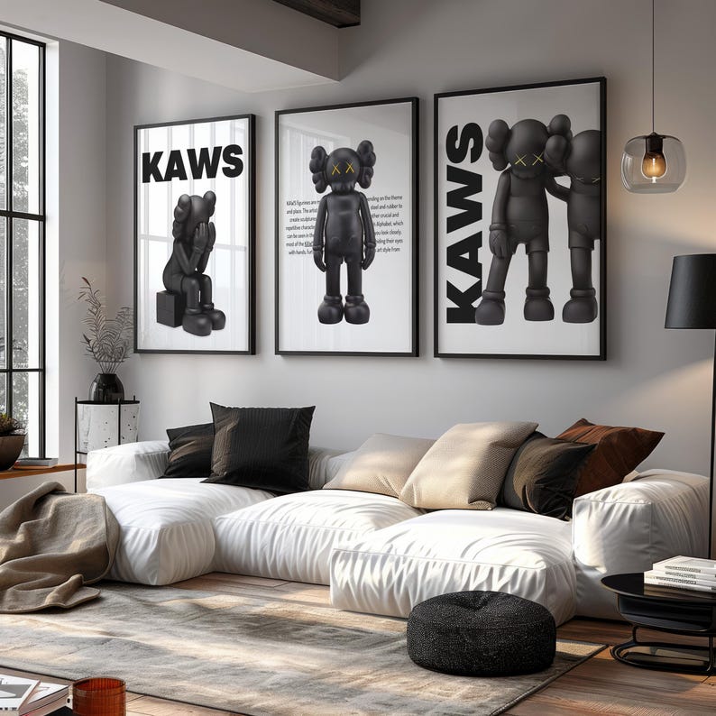 KAWS Figure Poster Set of 3: Hypebeast Room Decor, Dopamine Wall Art ...