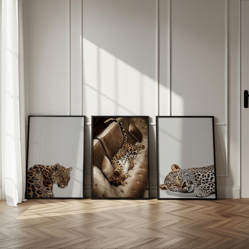 3 Piece Cheetah Wall Art | Cheetah Poster | Dopamine Decor | Black and ...