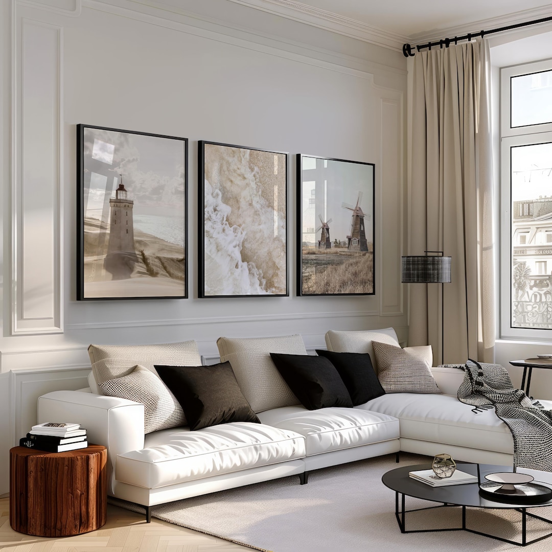 3 Piece Surfing Poster Set, Beige Luxury Fashion Prints, Designer Wall ...