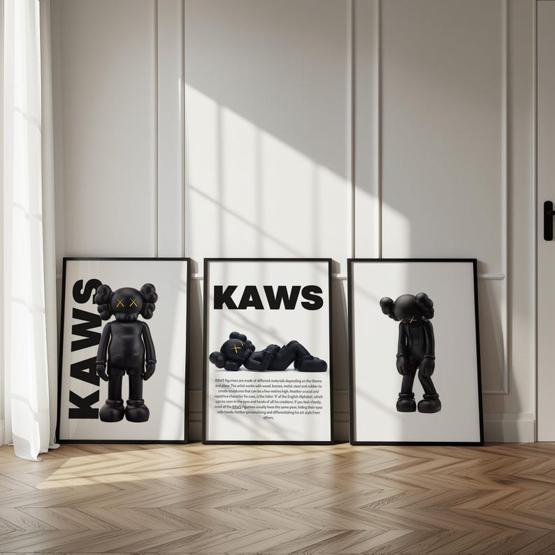 KAWS Figure Poster Set of 3: Hypebeast Room Decor, Dopamine Wall Art ...