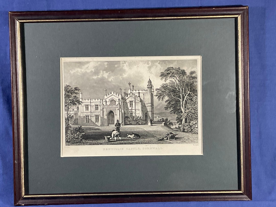 Antique Framed of Print Pentillie Castle Cornwall - Etsy