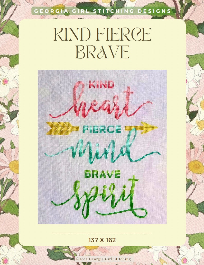Kind Fierce Brave PDF Cross Stitch Pattern - Etsy