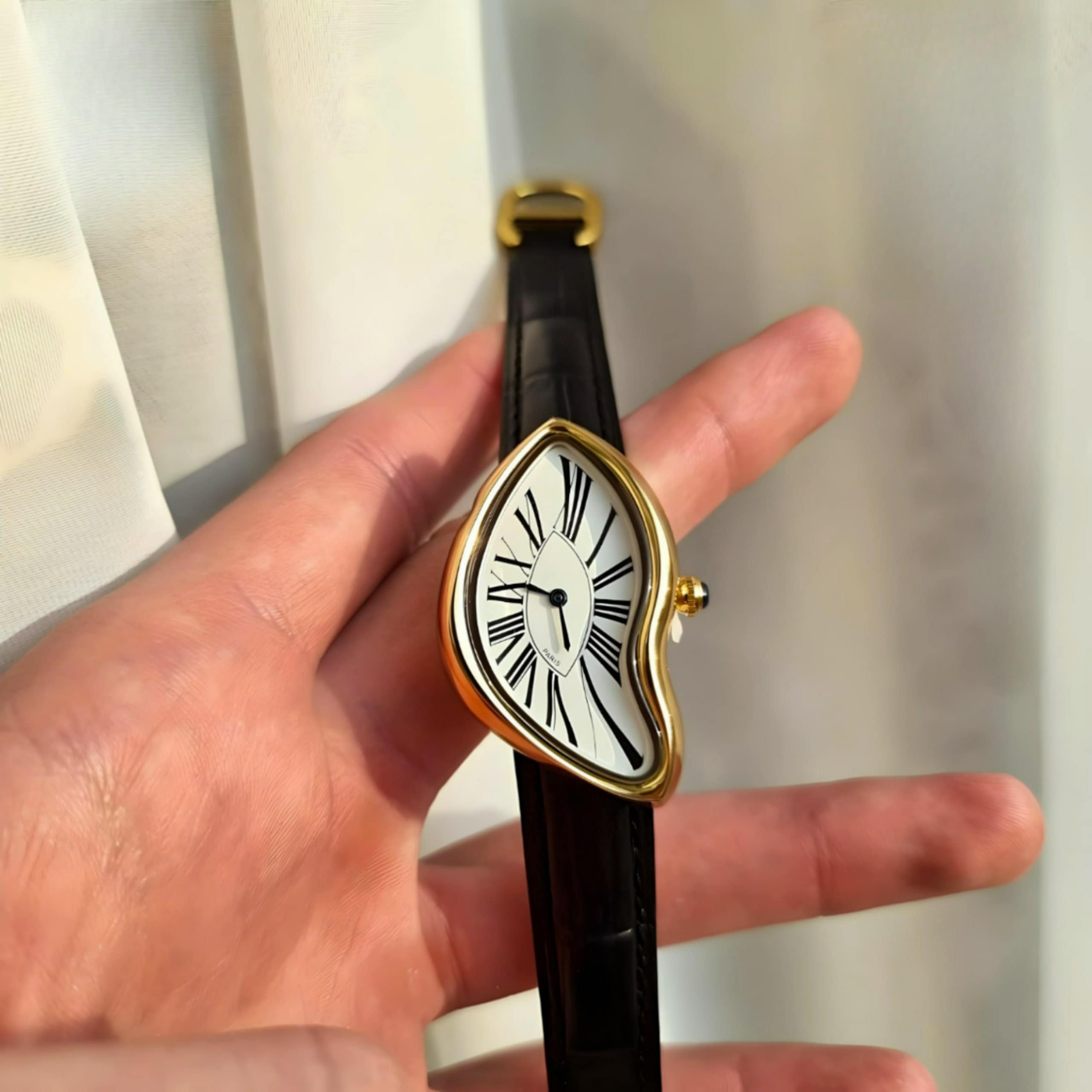 Vintage Melting Watch, Men Gold Watch, Dali Watch, Crash Watch, Unique ...