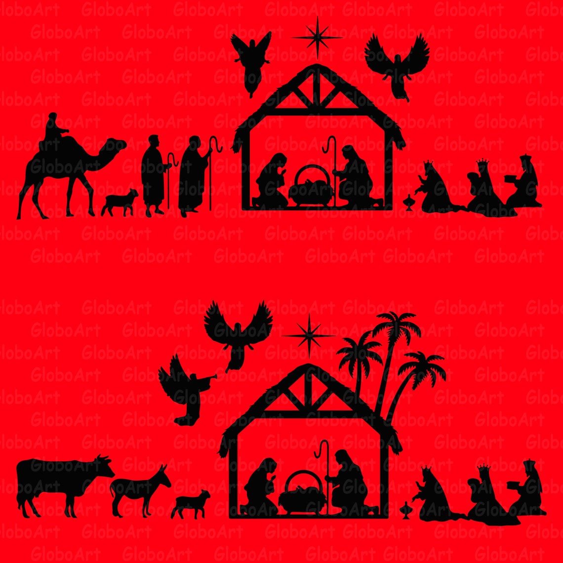 Weihnachtskrippe SVG, 2 Krippe SVG, PNG, eps, dxf, jpg, pdf, Ai sofort ...