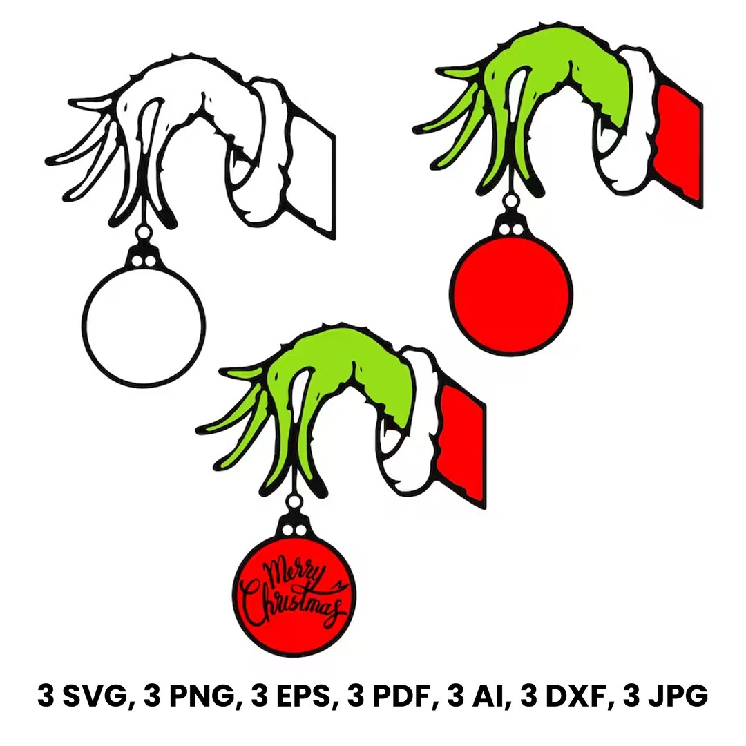 Merry Grinchmas Svg, Grinch Hand Ornament, Grinch Hand SVG, Grinch Hand ...