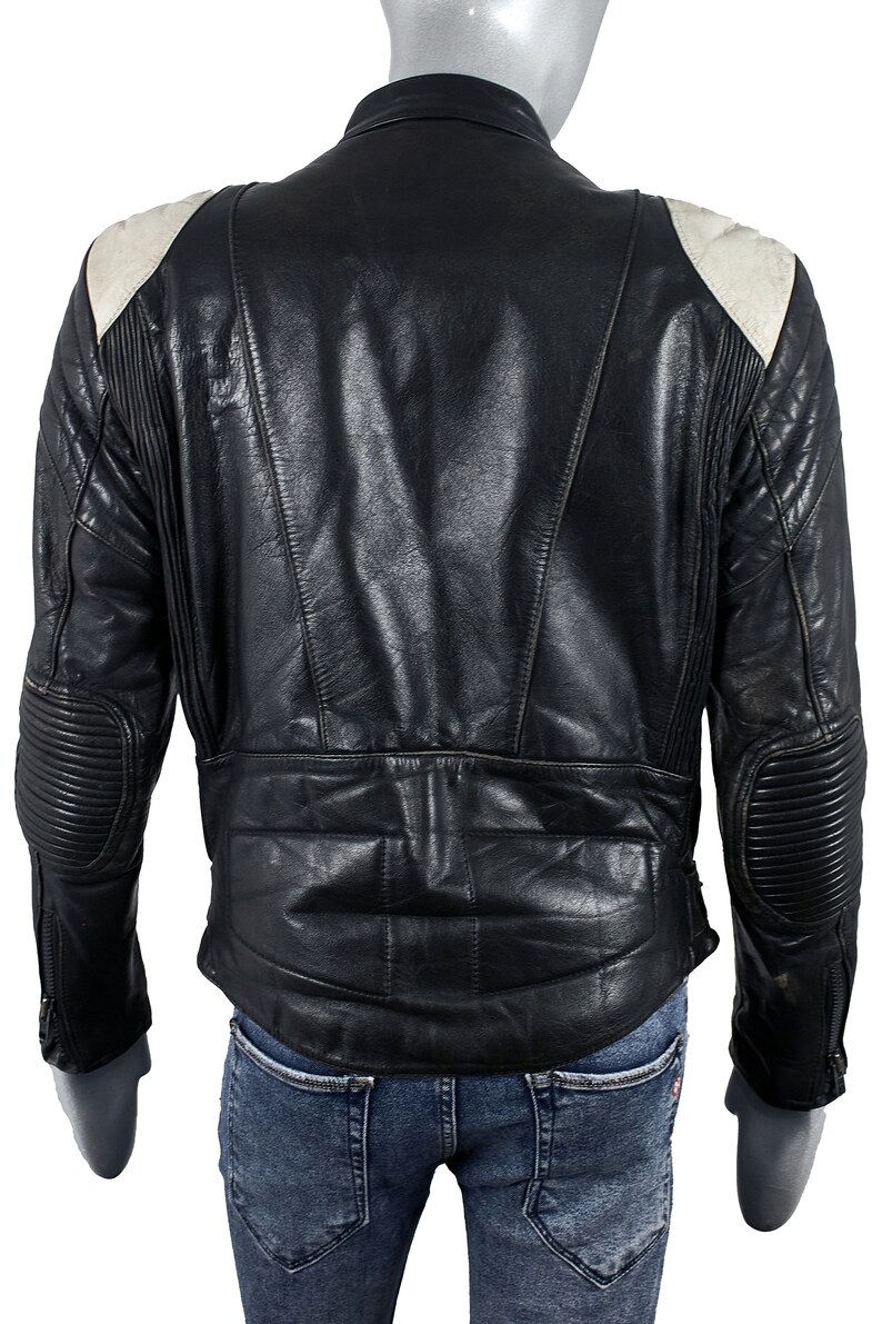Vintage Black Leather Motorcycle Racing Jacket Men, Leather Cafe Racer ...